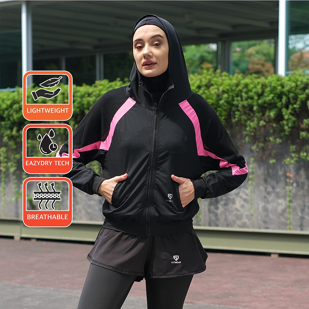 Jual Fitwear - Jaket / Jacket Olahraga Wanita AVY HOODIE NET - BLACK ...