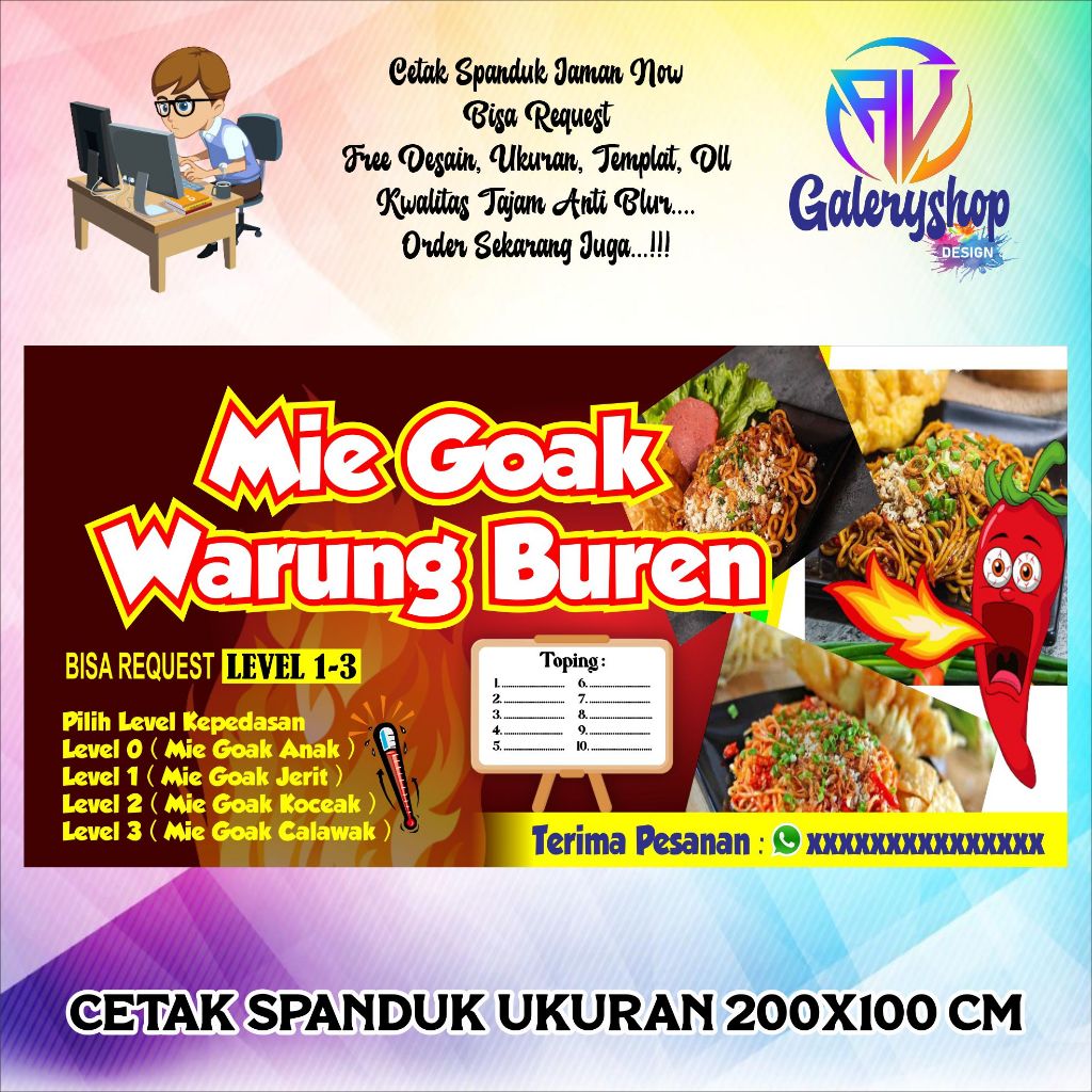 Jual Cetak Spanduk Banner Mie Goak Pedas Jajanan Kekinian Viral Dll