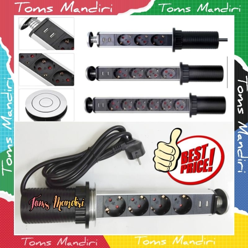 Jual Stop Kontak Colokan Listrik Tarik Pop Pull Up Meja 2 usb Port eu ...