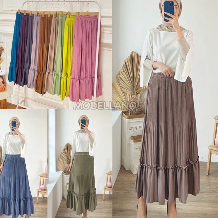 Jual modelTipe MUU270 ROK SUSUN CLARA ROK LIDI PLISKET PREMIUM TINGKAT ...