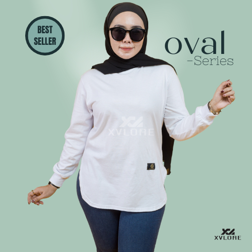 Jual XVLORE | FST | Kaos cewek/wanita Atasan lengan panjang bawahan oval polos [ PUTIH ] REAL ...