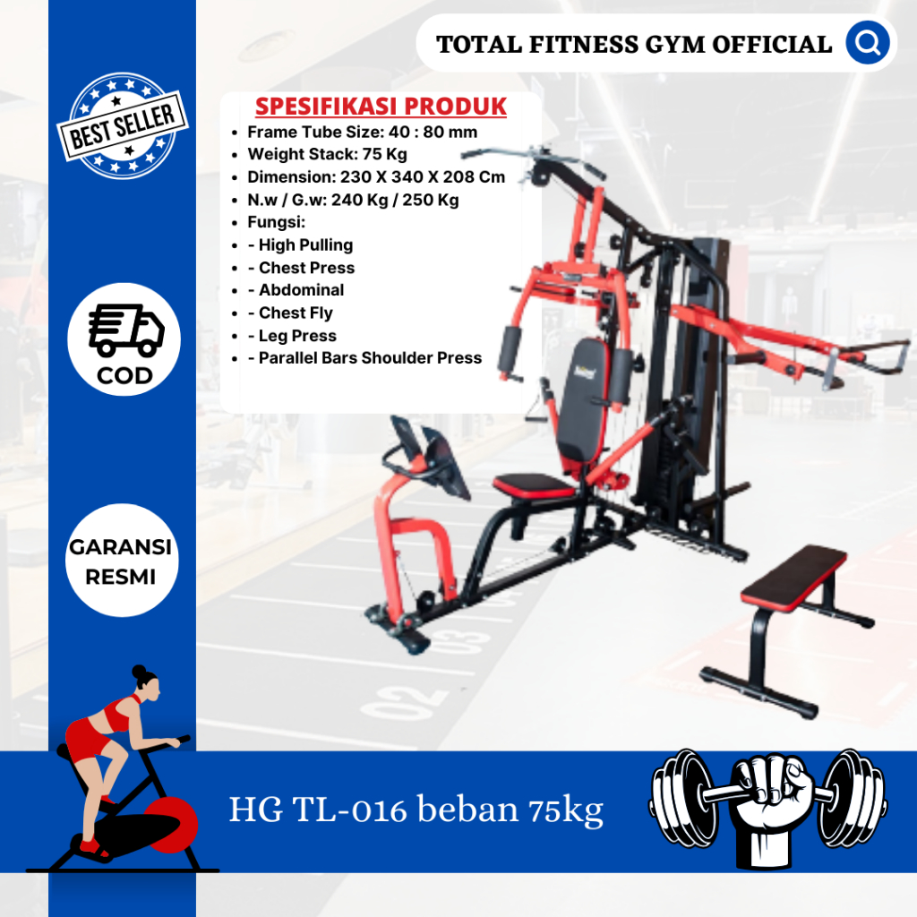 Jual Alat Fitness TL 016 Homegym Multifungsi + Legpress + Bench press ...