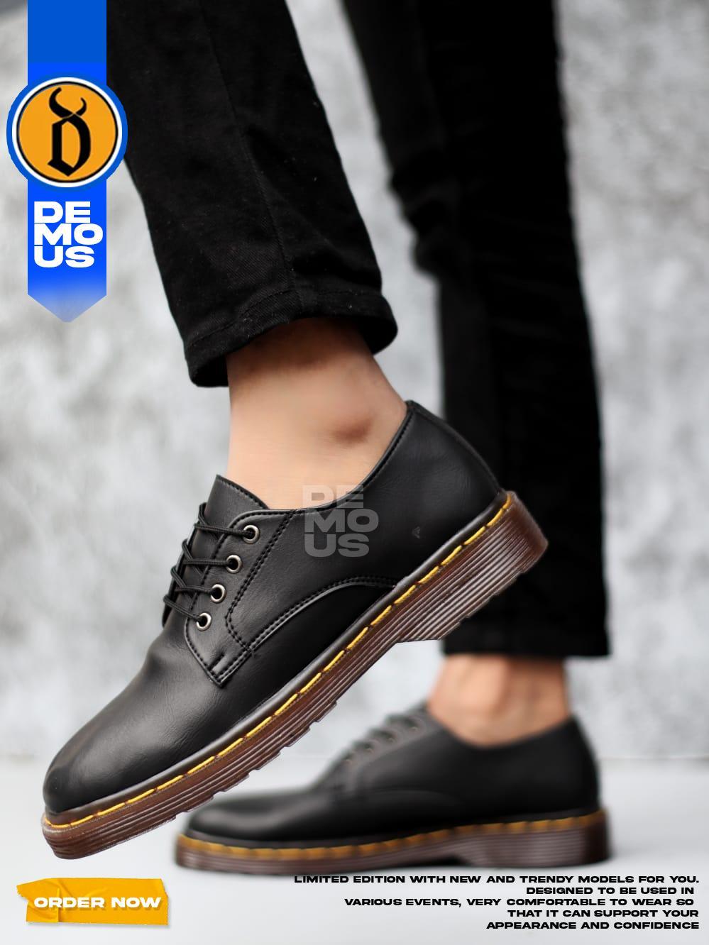 Jual DEMOUS - Sepatu Docmart Pria Boots Casual Hitam Kulit Pu Original ...