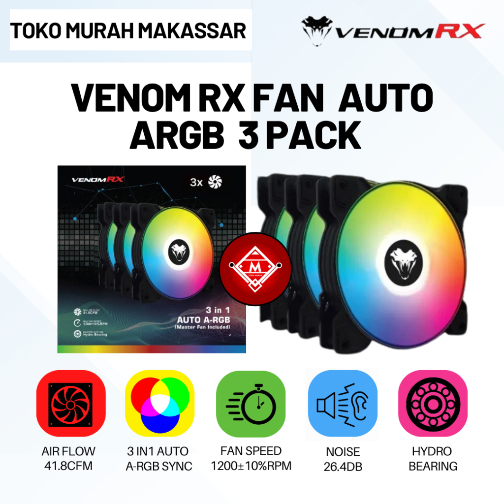Jual Fan Case 12cm ARGB 3 In 1 Venom Rx Fan Auto A-RGB - VenomRx Fan ...
