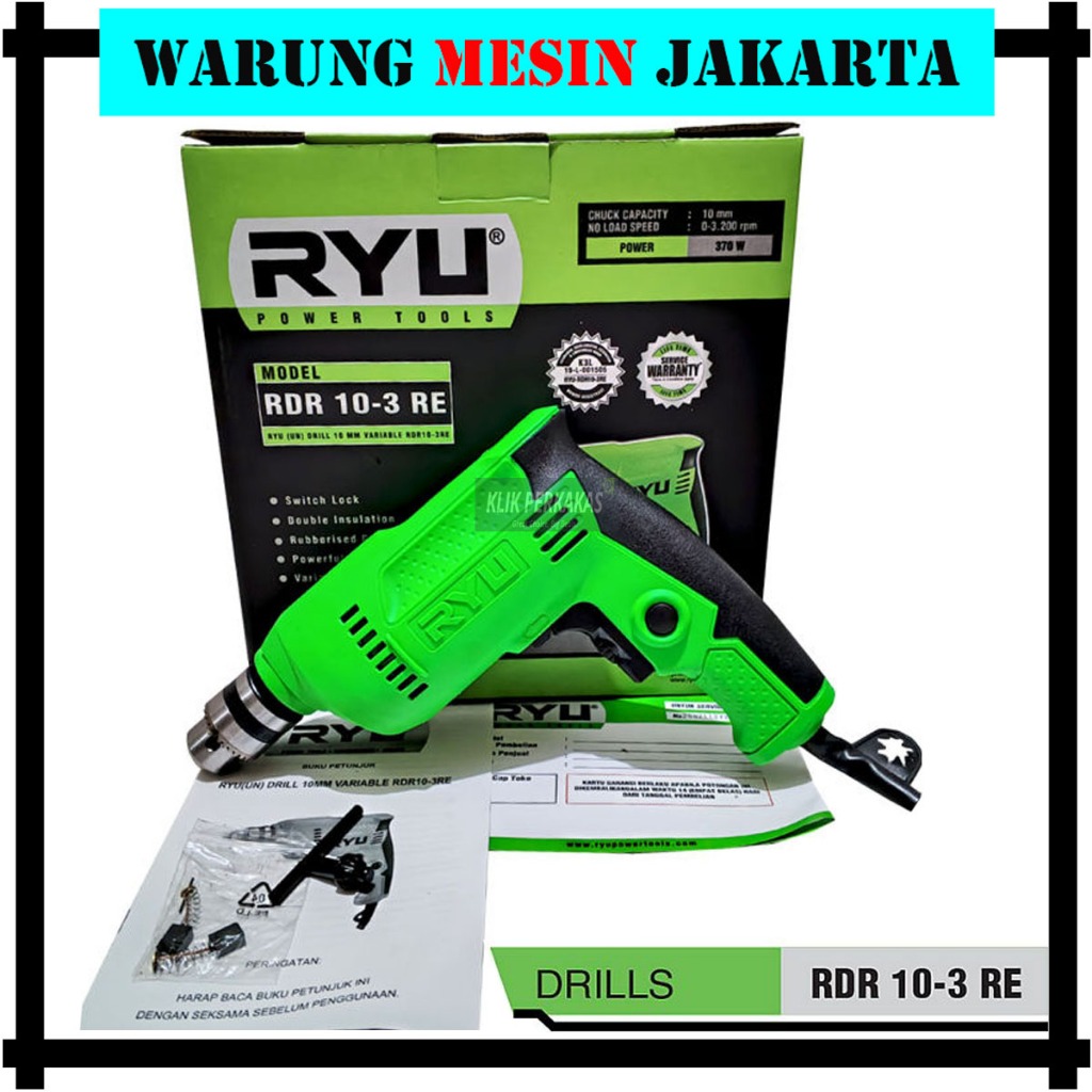 Jual ORIGINAL RYU!! Mesin bor kayu besi tembok 10mm bolak balik ...