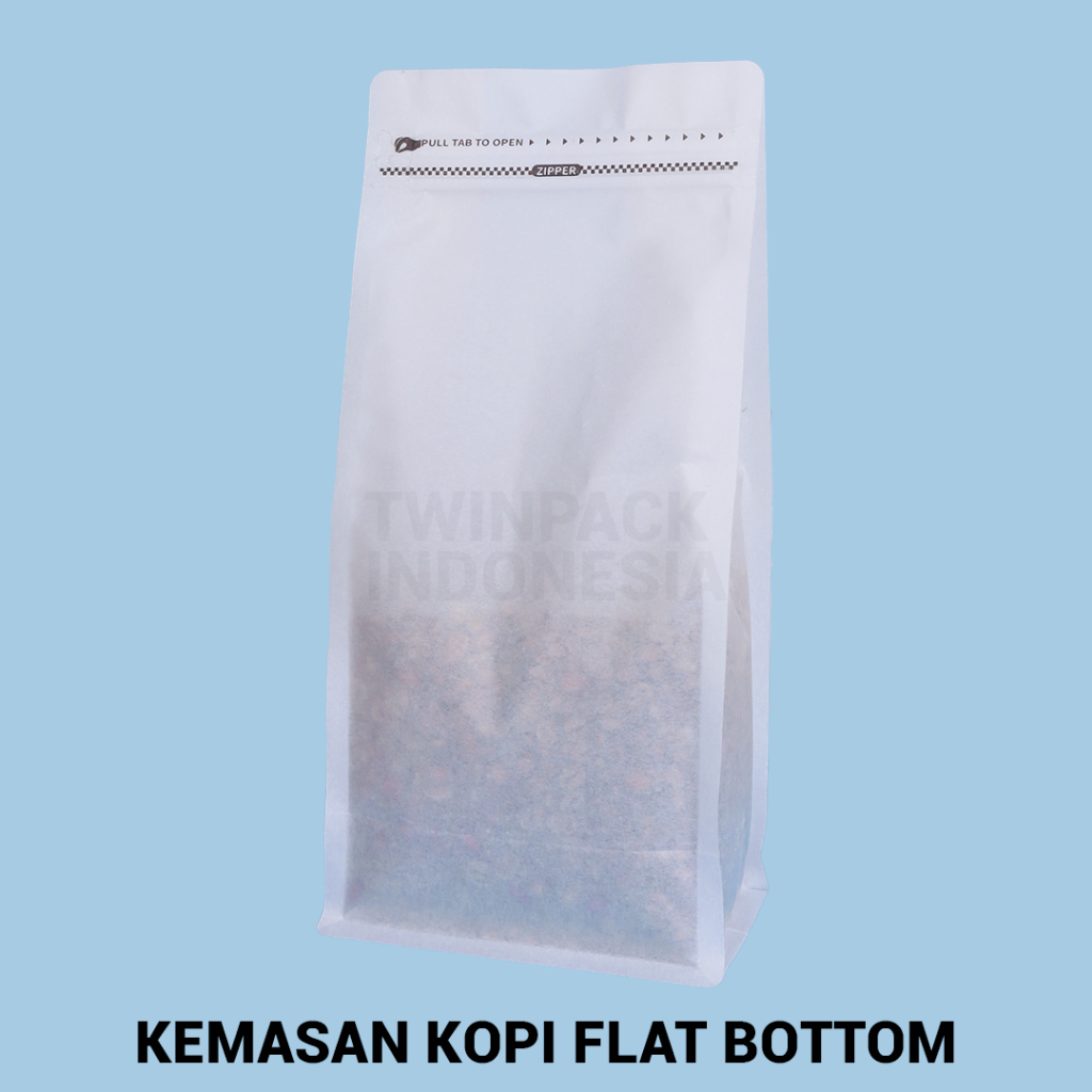 Jual Kemasan Kopi 1 Kg Ziplock Rice Paper Putih Flat Bottom| Valve | Zipper | Packaging Kopi ...