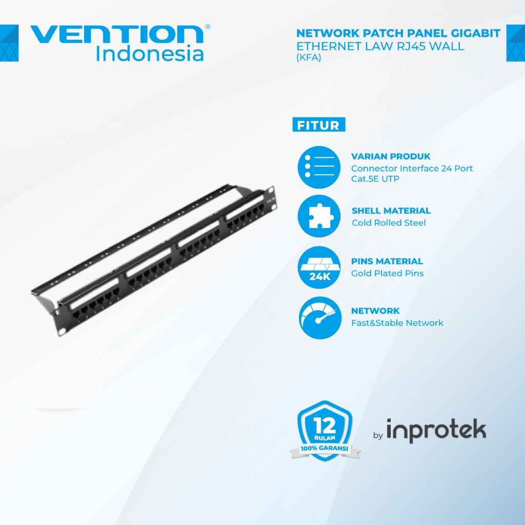 Jual Vention Network Patch Panel Gigabit Ethernet LAN RJ45 Wall ...