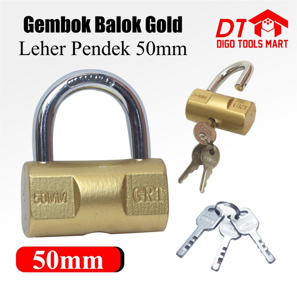 Jual Gembok Balok Kuning Leher Pendek 50mm Gembok Rumah Bantal Gold 5cm ...