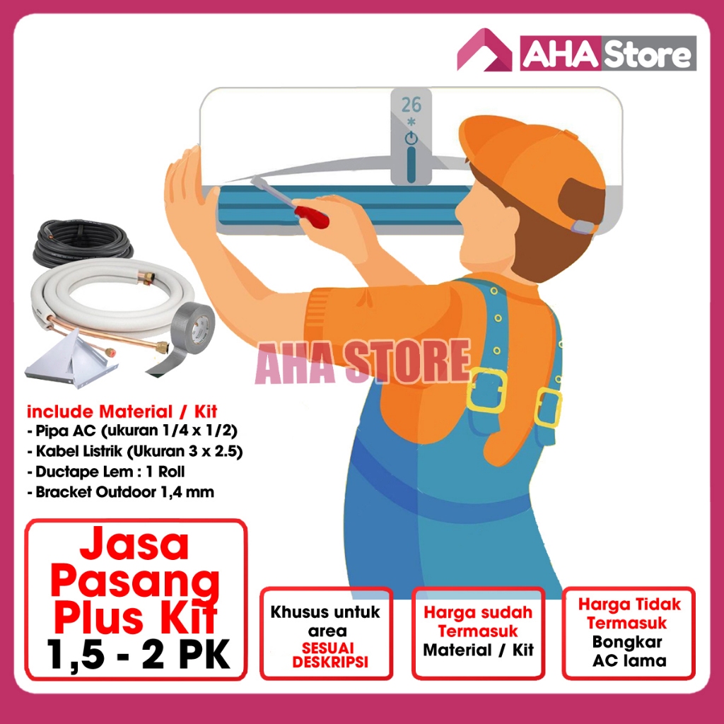 Jual Paket Material AC 1,5 PK + Pemasangan / Pasang AC Split | Shopee ...