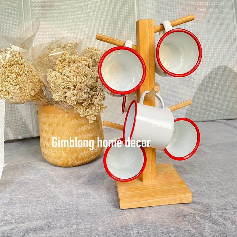 Jual Tempat Cangkir | Rak Gelas Cangkir | Rak Kayu | Shopee Indonesia