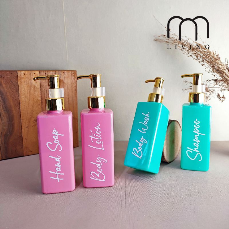 Jual Botol Sabun Cair 250ML KOTAK TUTUP GOLD BOTOL PINK & TOSCA ...