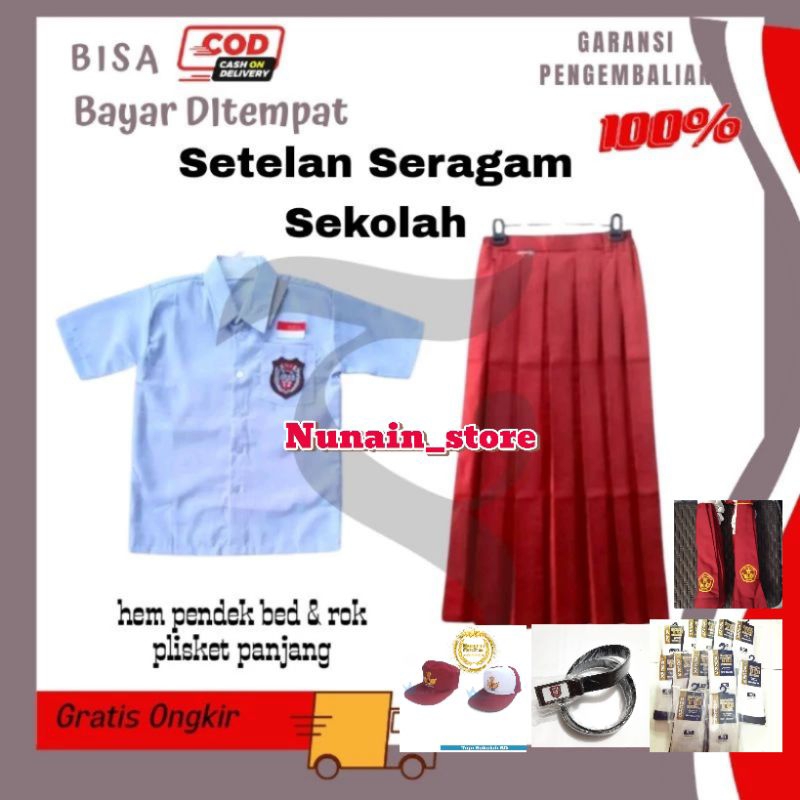 Jual SERAGAM SEKOLAH SD PEREMPUAN SETELAN KOMPLIT HEM DAN ROK PANJANG ...