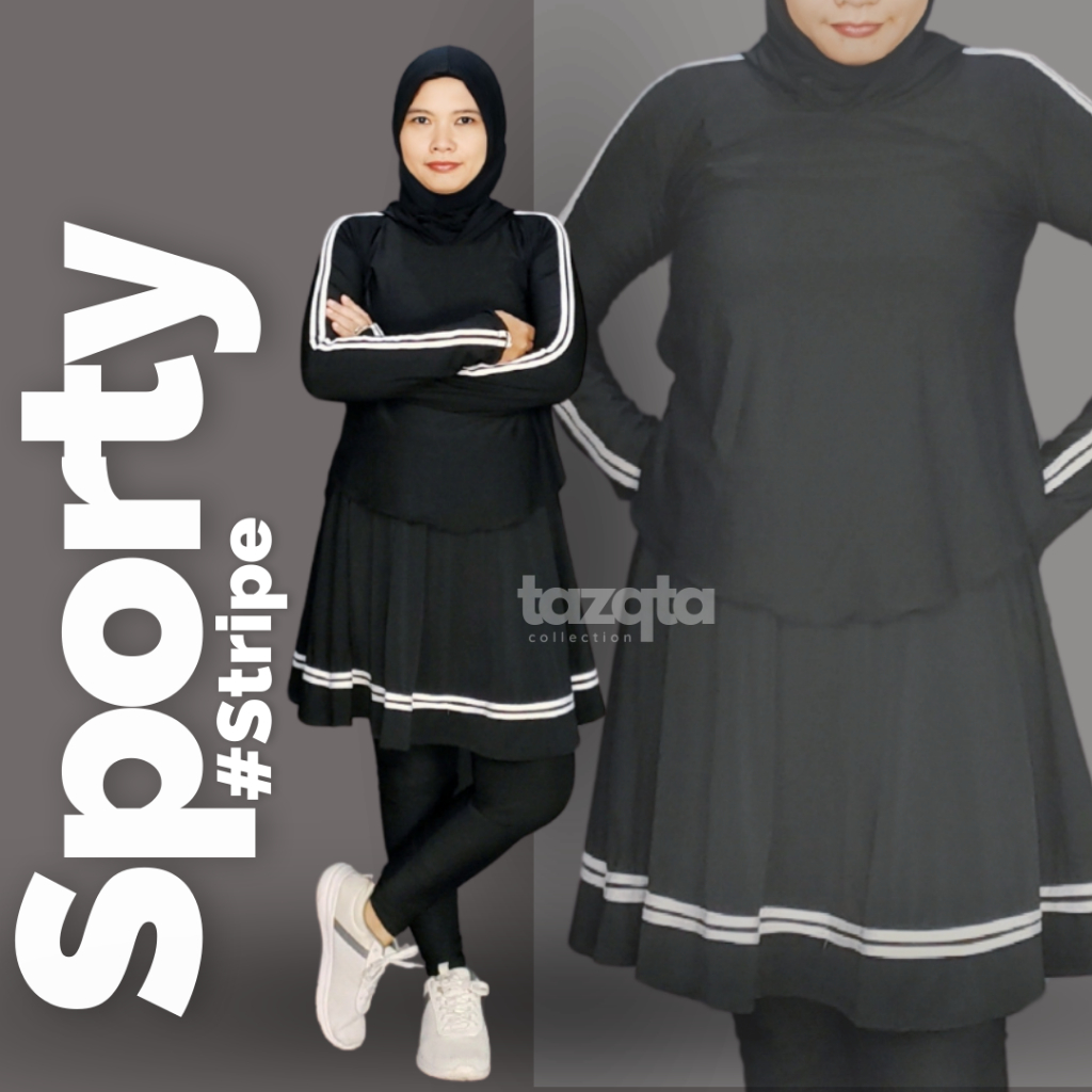 Jual Tazqta Set Setelan Olahraga Leging Rok Atasan Lengan Panjang Lis | Shopee Indonesia