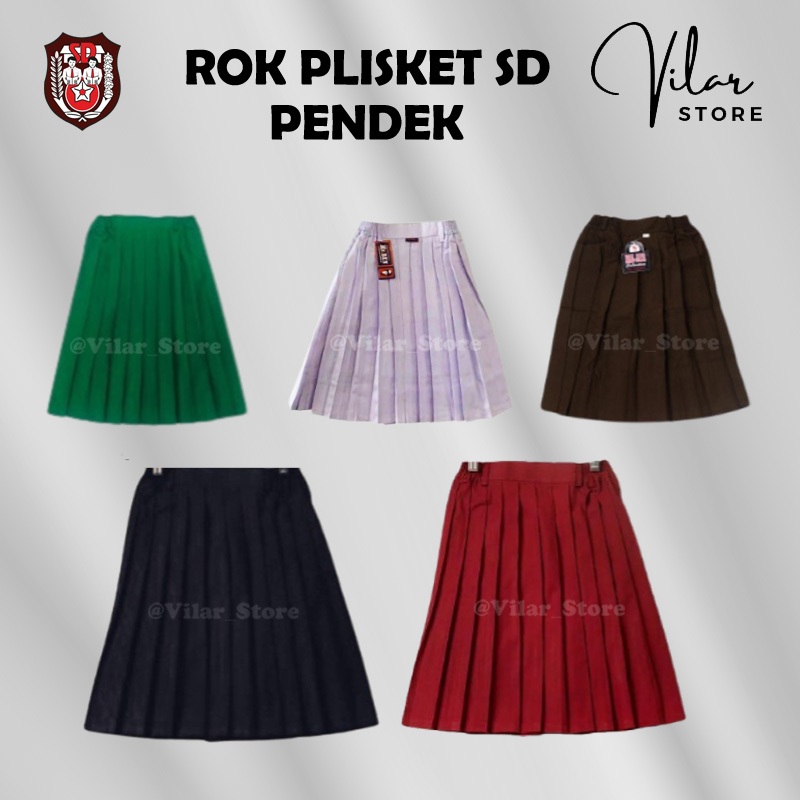 Jual Seragam Sekolah Rok Plisket SD Pendek Anak Perempuan Ber Merk Merah Putih Hitam Coklat ...