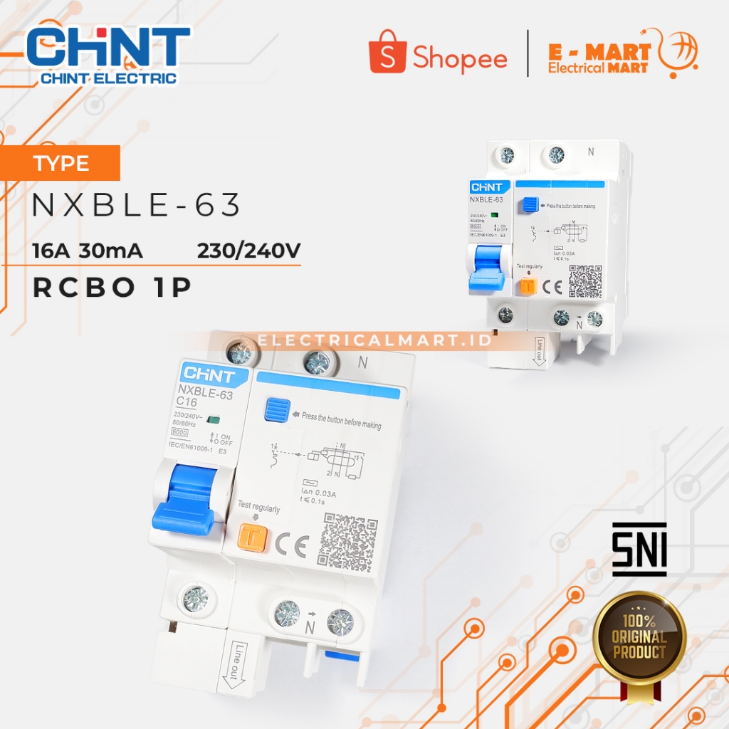Jual CHINT RCBO RCCB ELCB NXBLE-32 1P 1 Phase 16A 25A 30mA Proteksi Setrum | Shopee Indonesia