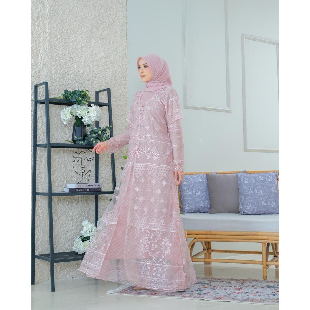 Jual Dress Munira / Gamis Tulle Etnic Premium / Gamis Modern / Dress ...