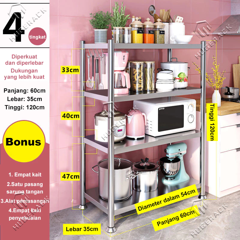 Jual Rak Dapur Stainless Steel Rak 5 susun Rak Penyimpanan Tempat ...