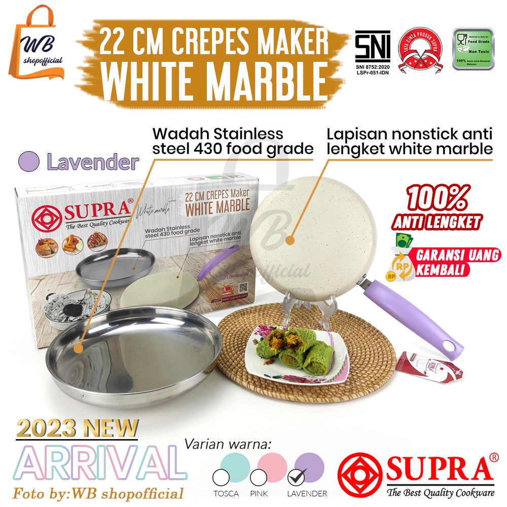 Jual NEW SUPRA Crepes pan 22cm white marble pastel Lavender anti ...
