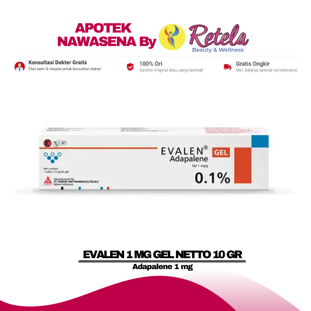 Jual EVALEN 1MG GEL 10GR ( Adapalene 1 mg ) | Shopee Indonesia