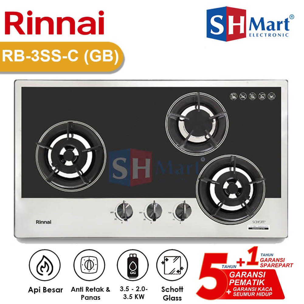 Jual KOMPOR GAS TANAM 3 TUNGKU RINNAI RB-3SSC.GB / 3SSCGB / RB3SSCGB GARANSI RESMI | Shopee ...