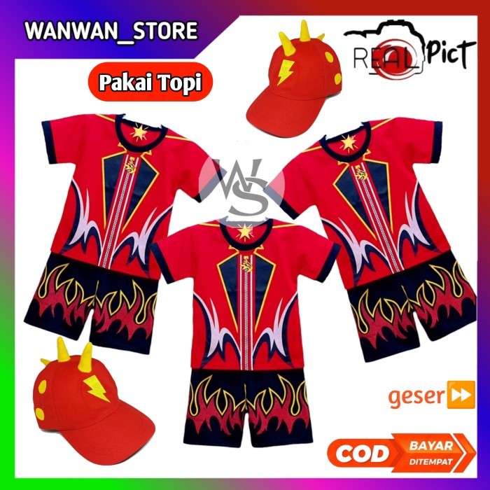 Jual setelan baju 1 set anak boboiboy free topi koleksi daun air ...