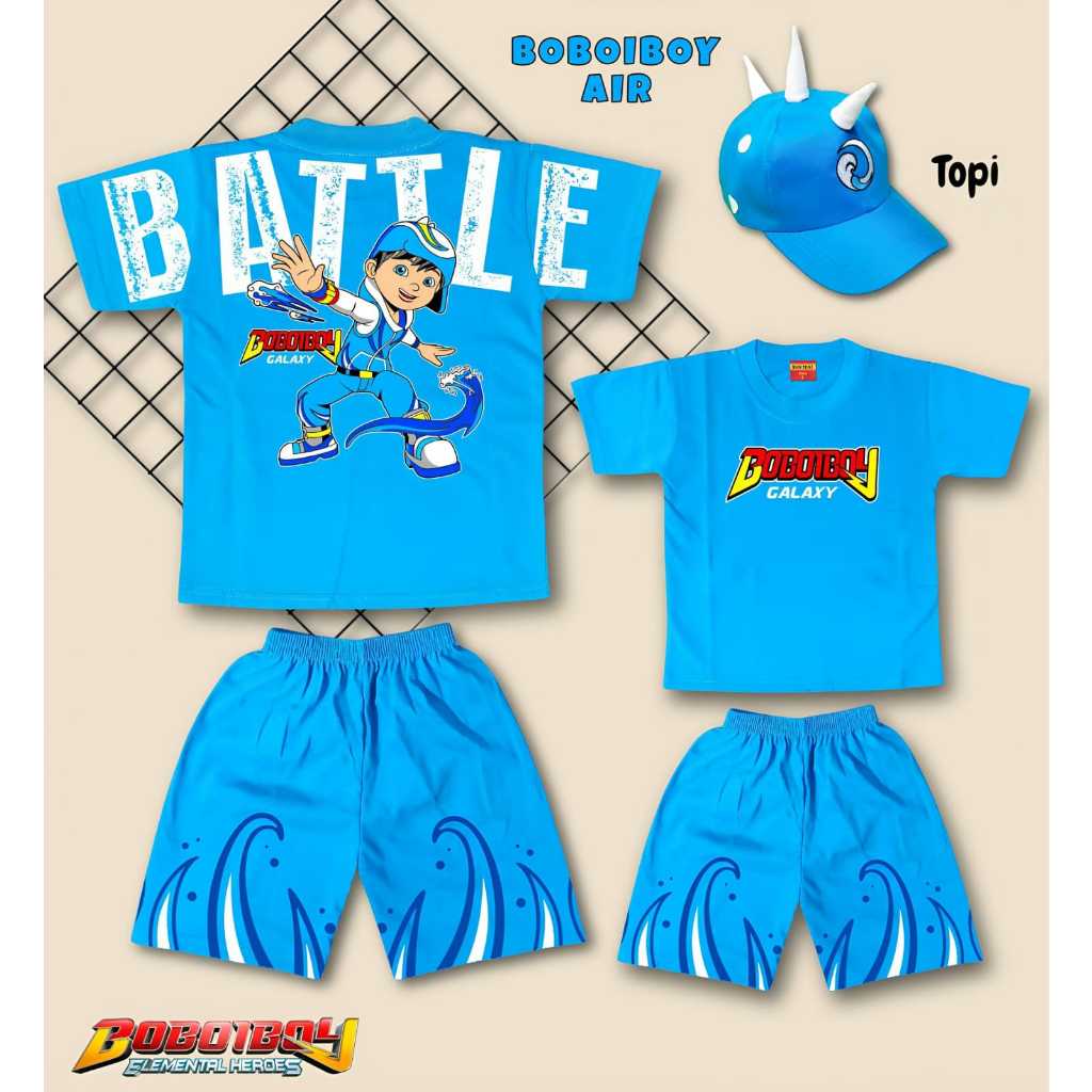 Jual setelan baju 1 set anak boboiboy free topi koleksi daun air ...