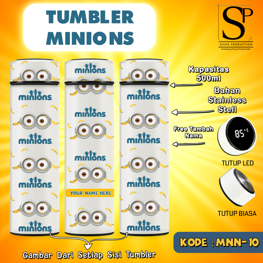 Jual Tumbler Minion Papoy Custom Nama Stainless Steel 500 ML | Shopee Indonesia