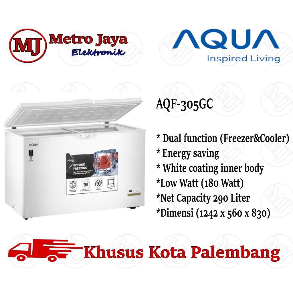 Jual Chest Freezer AQUA AQF-305GC 300 Liter AQF 305 GC Freezer Box AQUA ...