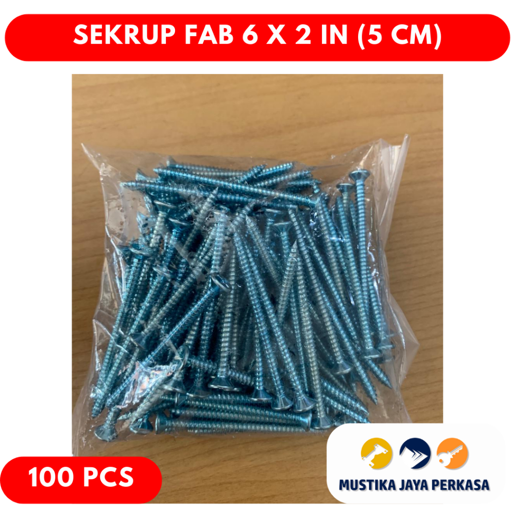 Jual Sekrup FAB 6 x 2 Inch 5 Cm Kemasan 100 Pcs Self Tapping Screw ...