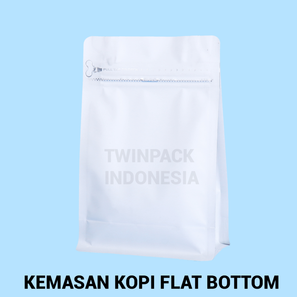 Jual Kemasan Kopi 200 - 250 Gram Ziplock Putih Flat Bottom | Valve ...