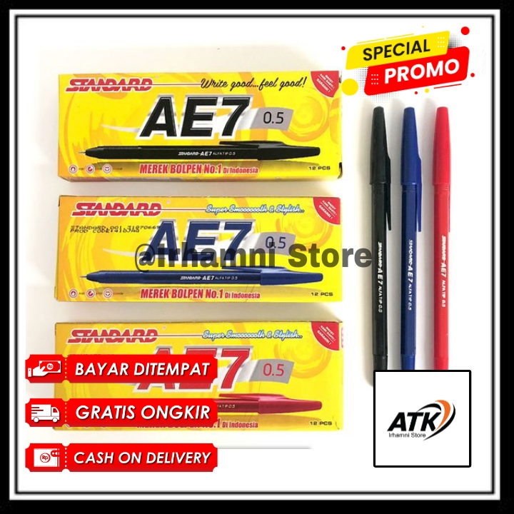 Jual Pulpen Standar AE7 1 Pak Isi 12 Pcs | Shopee Indonesia