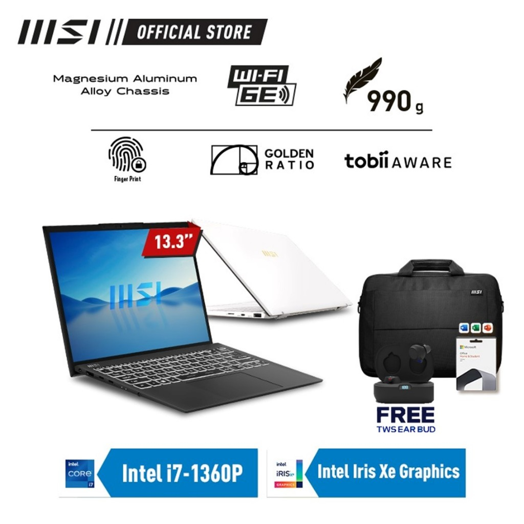 Jual MSI PRESTIGE 13 CORE I7-1360P 16GB 512GB W11+OHS 13.3FHD+ 100SRGB IPS EVO | Shopee Indonesia