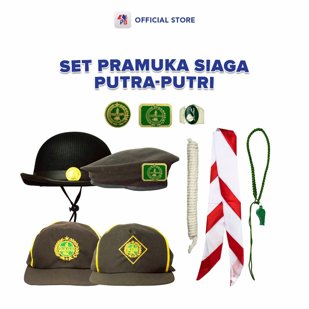 Jual Paket Atribut Pramuka Siaga Topi Baret Dan Boni Putra Putri (Hijau ...