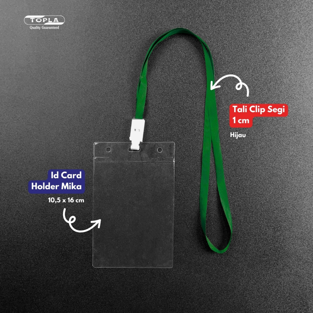 Jual TOPLA ID CARD MIKA + Tali Segi 1 CM/ Name Tag Panitia/ Plastik ...