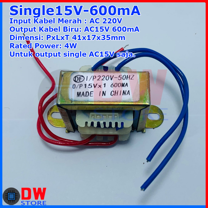 Jual Trafo Transformer Power Supply CT nonCT 220V AC 6V 9V 12V 15V 300mA 600mA 500mA 750mA 1A ...
