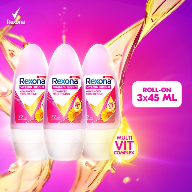Jual Rexona Women Deodorant Anti-Perspirant Roll On Advanced Brightening 45 ml x3 | Shopee Indonesia