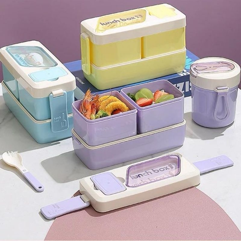 Jual LUNCH BOX 2 TINGKAT KOTAK MAKAN SUSUN KOTAK MAKAN SEKAT KAPASITAS ...