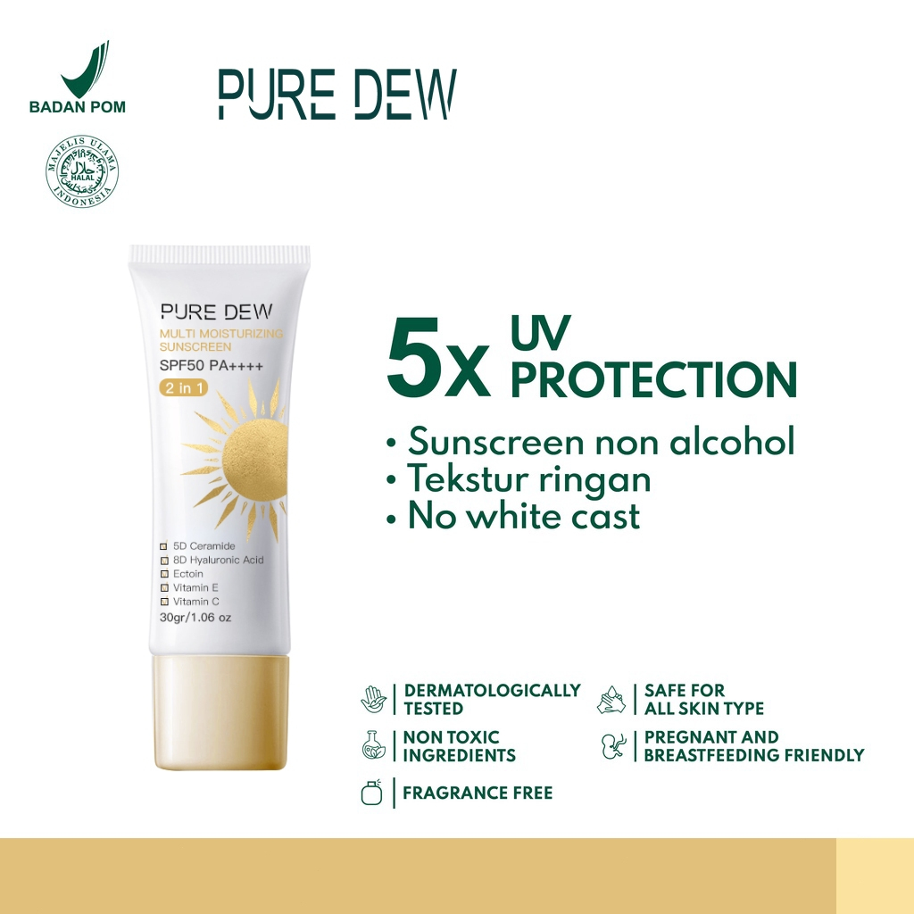 Jual PURE DEW - Multi Moisturizing Sunscreen 5X Ceramide Serum Skin Barrier Protect Sunblocks ...