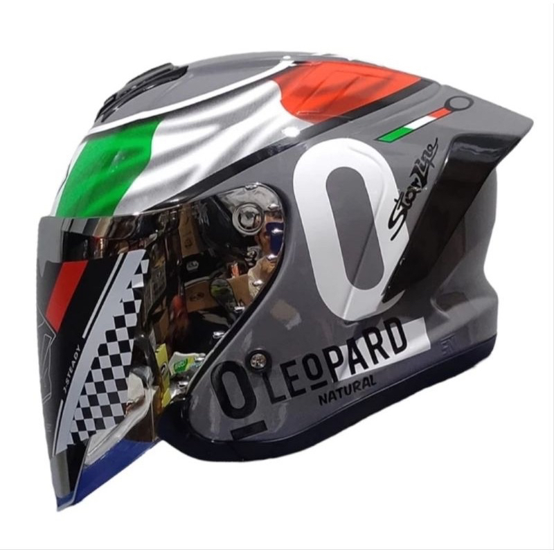 Jual Helm JS ARMOR MOTIF leopard paket ganteng Spoiler 3D SNI | Shopee ...