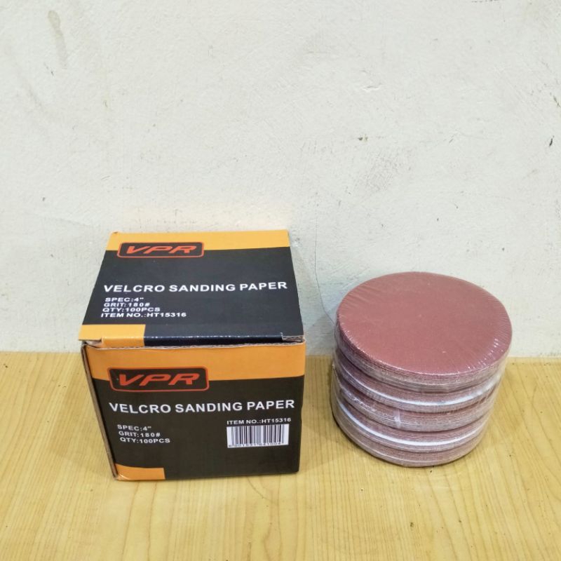 Jual Amplas Bulat 4" Velcro GRIT 60 80 100 120 180 240 Sanding Paper VPR | Shopee Indonesia