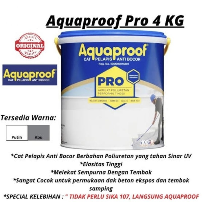 Jual Aquaproof Pro Aqua Proof Cat Pelapis Anti Bocor Galon 4Kg 4 kg Abu ...
