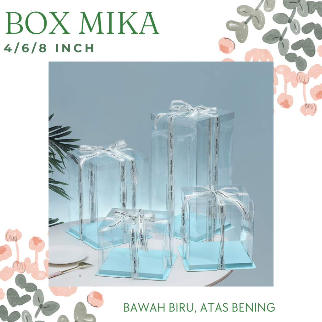 Jual Box Mika Kue / Box mika transparan / Box Hantaran Alas Biru Tutup ...