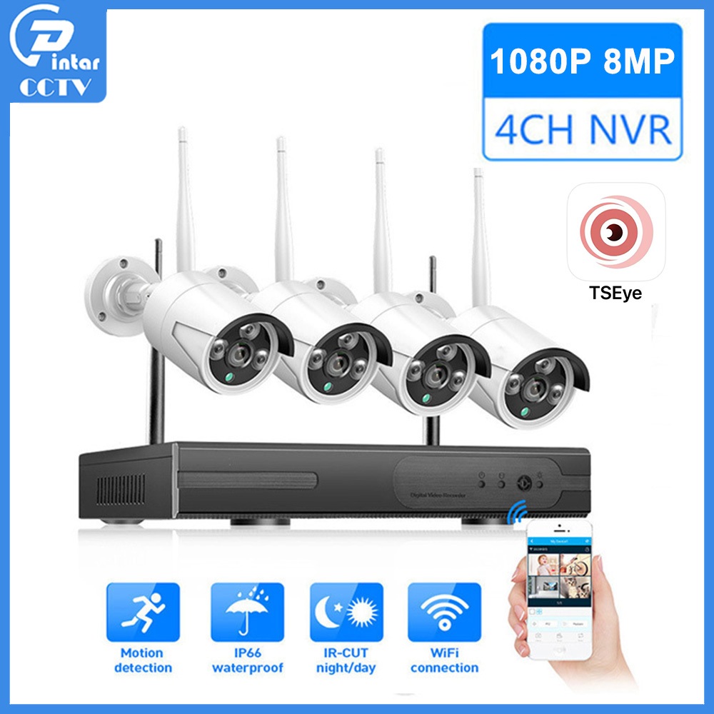 Jual CCTV Wireless NVR Kit 4CH / 8CH 8MP Metal Kamera Two Way Audio ...