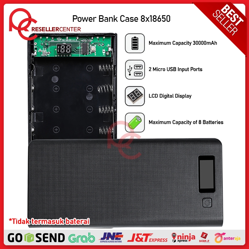 Jual [PB CASE DIY 8PCS] DIY Power Bank Case 8x18650 2 Port + Display ...