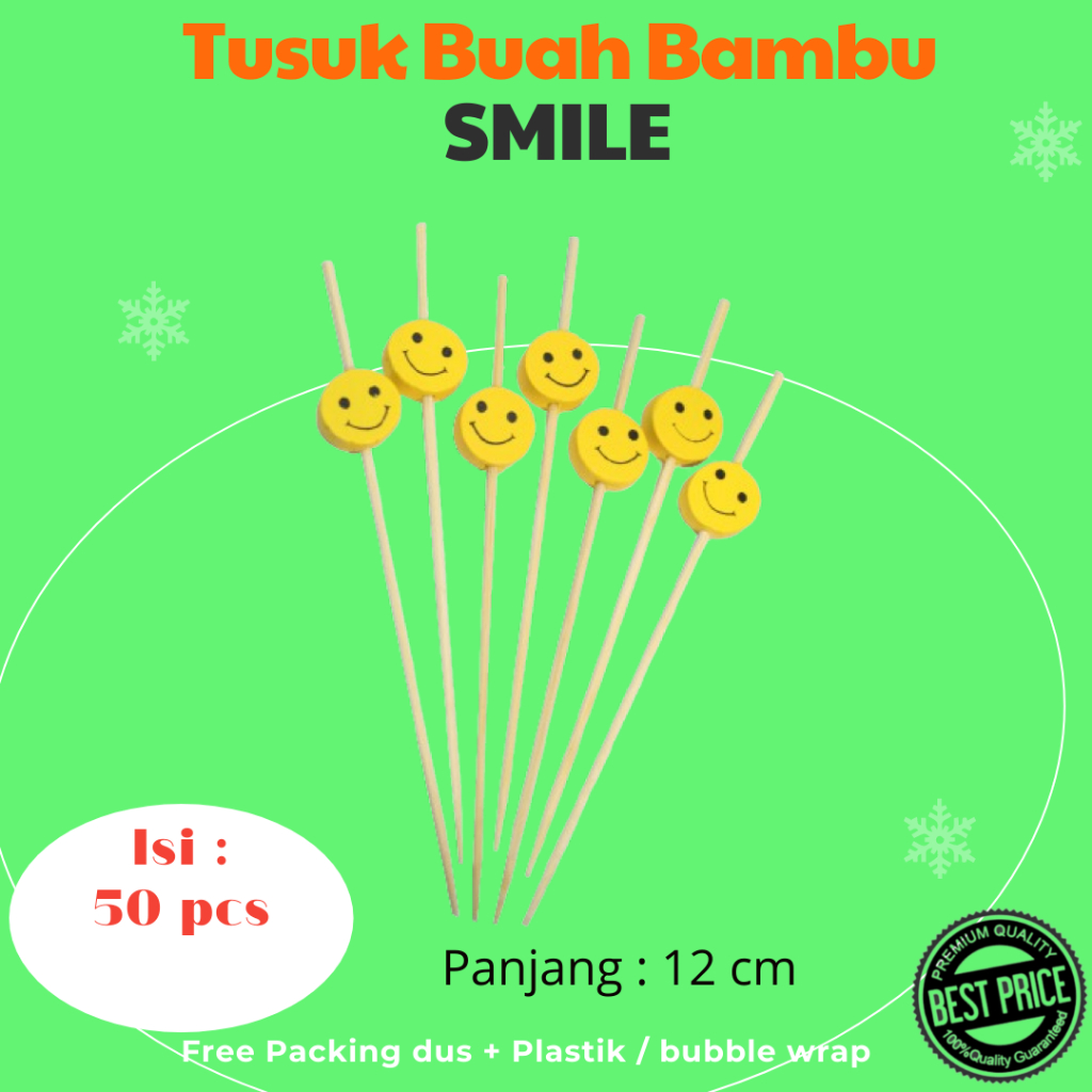 Jual Tusuk Buah Bambu SMILE isi 50 pcs Tusuk Cocktail, Tusuk Kaido ...