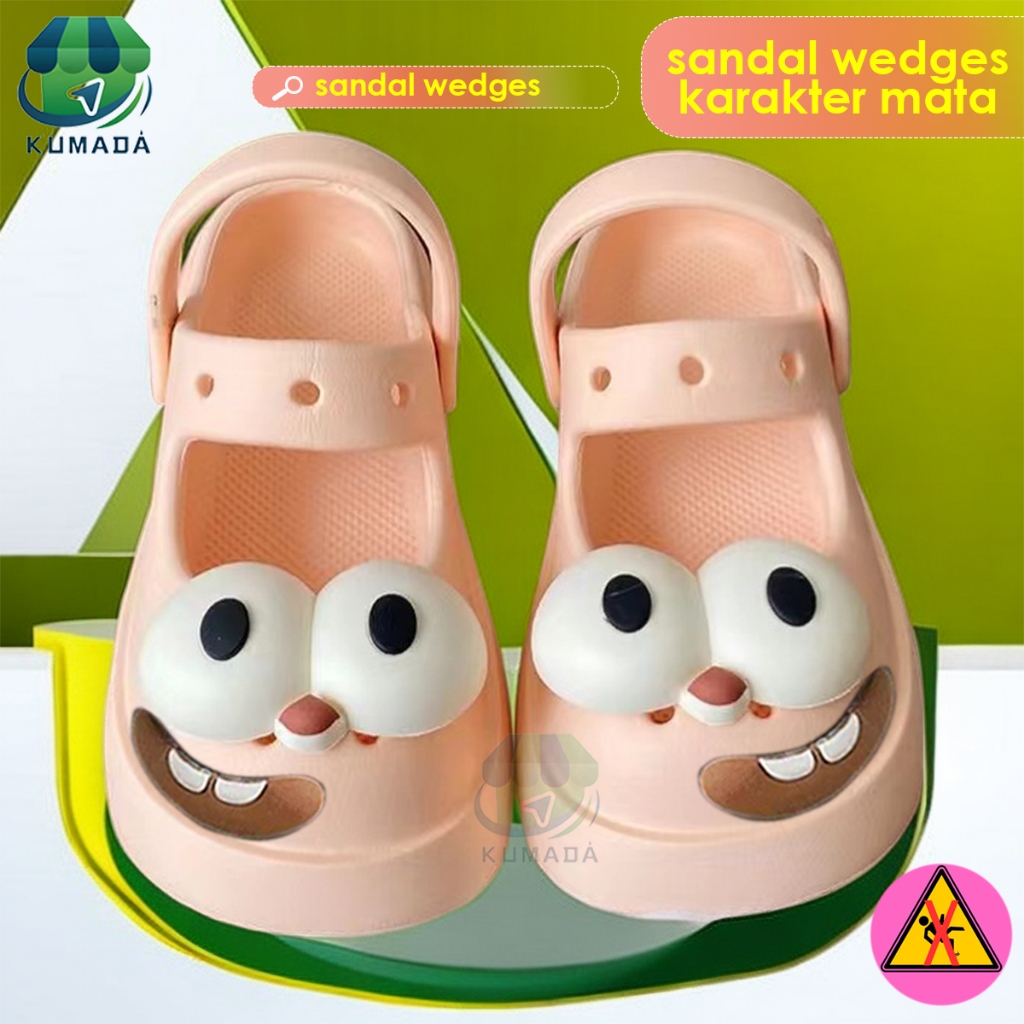 Jual Sandal Wanita Mulut Bengkok Lucu dan Mata Besar Sandal Wanita PVC ...