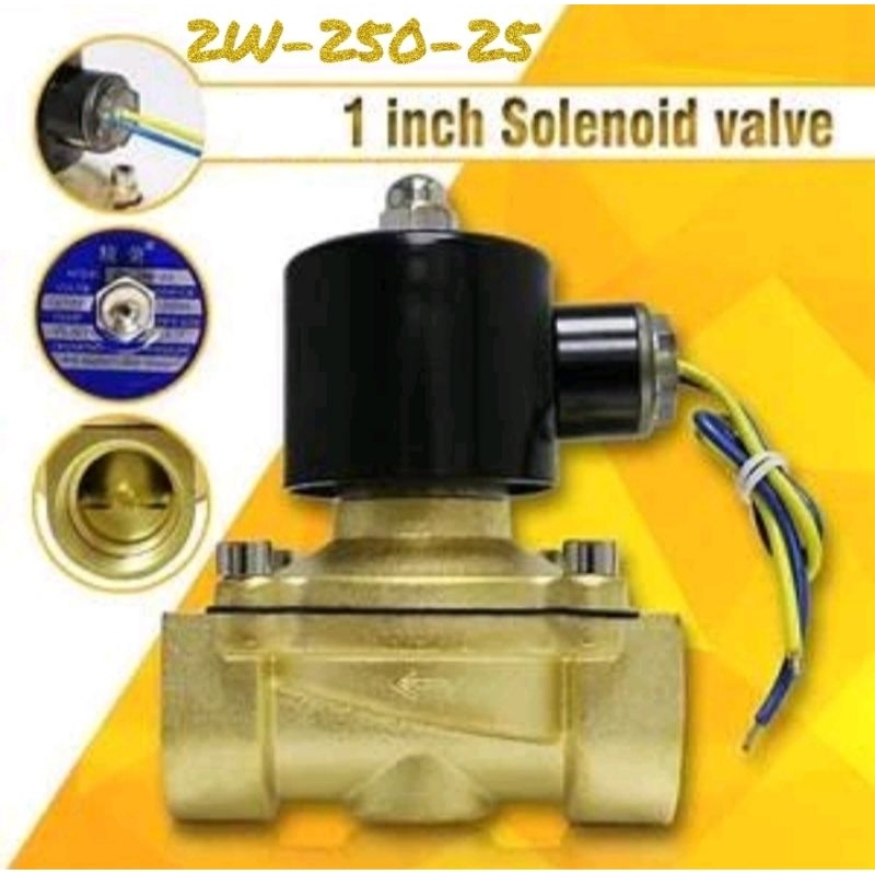 Jual Electric Selenoid Water Valve 1" Inch Solenoid Kuningan 2W-250-25 | Shopee Indonesia