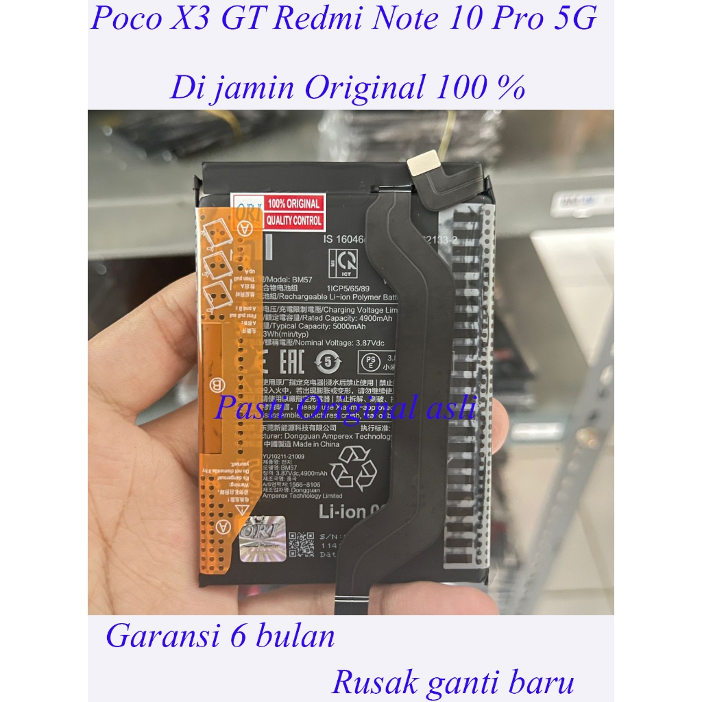 Jual Baterai Battery XIAOMI Poco X3 GT Redmi Note 10 Pro 5G BM57 ...
