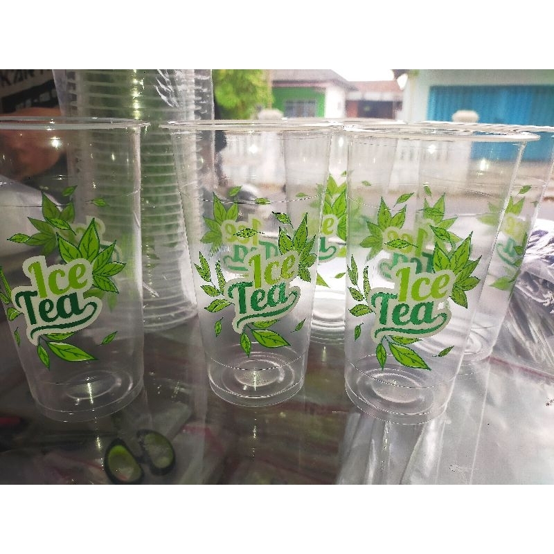 Jual gelas ice tea 22 oz gelas es teh gelas motif | Shopee Indonesia