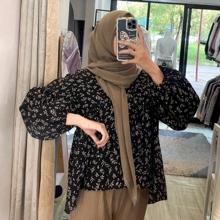 Jual BLOUSE KOREA BUNGA BUNGA KECIL || FLORAL KOREAN BLOUSE CERUTY ...